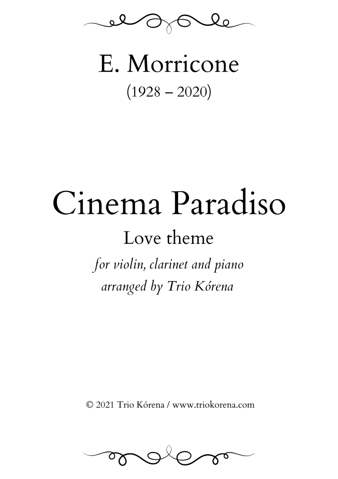 Cinema Paradiso (Love Theme) – E. Morricone – Trio Kórena